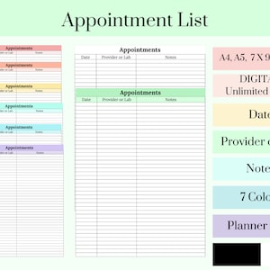 Printable Medical Appointments List Planner Page | Log | Doctor ...