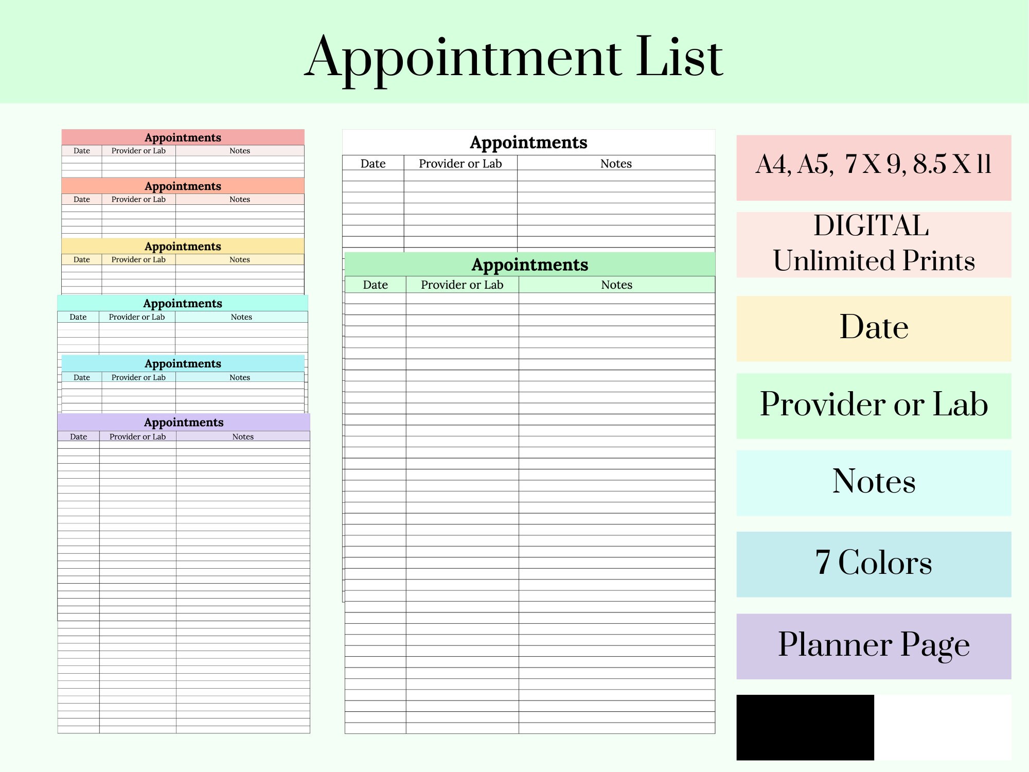 Printable Medical Appointments List Planner Page | Log | Doctor ...