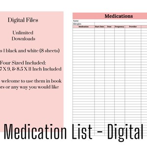 Printable Medication List Planner Page | Log Book | Meds | Healthcare ...