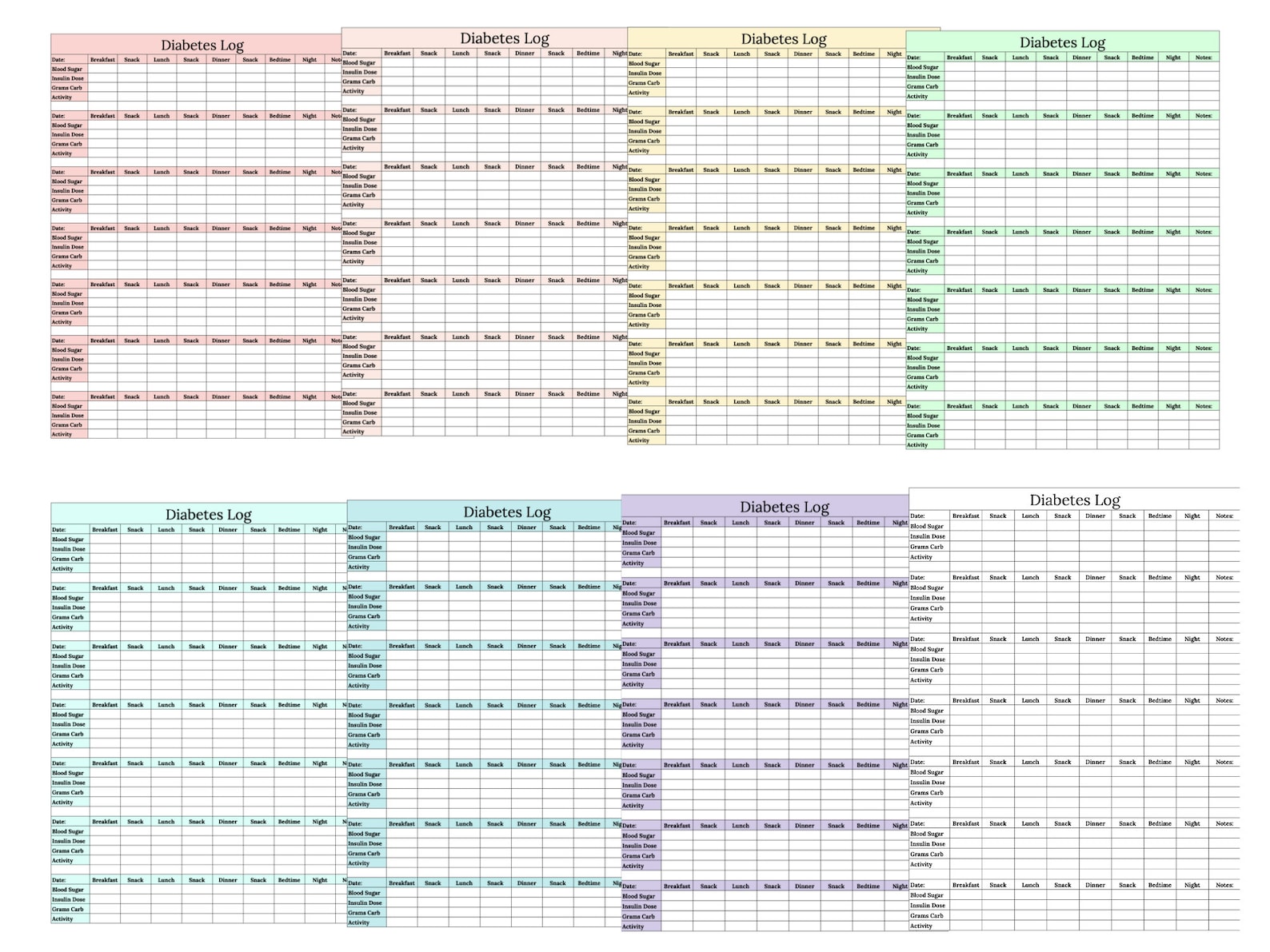Printable Blood Sugar Diabetes Planner Log Book CBG fingerstick Blood ...