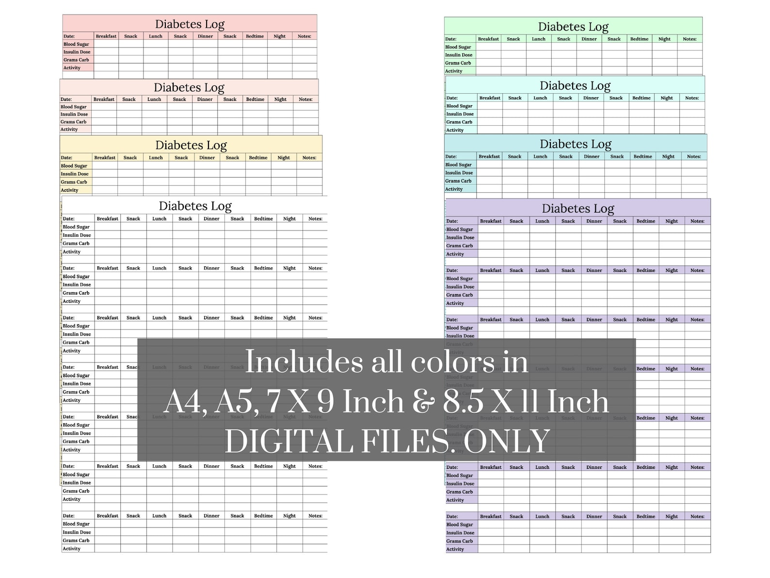Printable Blood Sugar Diabetes Planner | Log Book | CBG (fingerstick ...