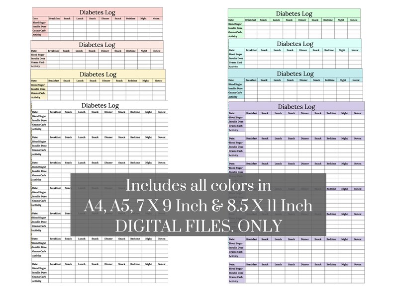 Printable Blood Sugar Diabetes Planner | Log Book | CBG (fingerstick ...