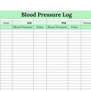 Printable Monthly Blood Pressure and Pulse Planner Page | Log Book ...