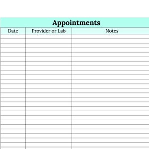 Printable Medical Appointments List Planner Page | Log | Doctor ...