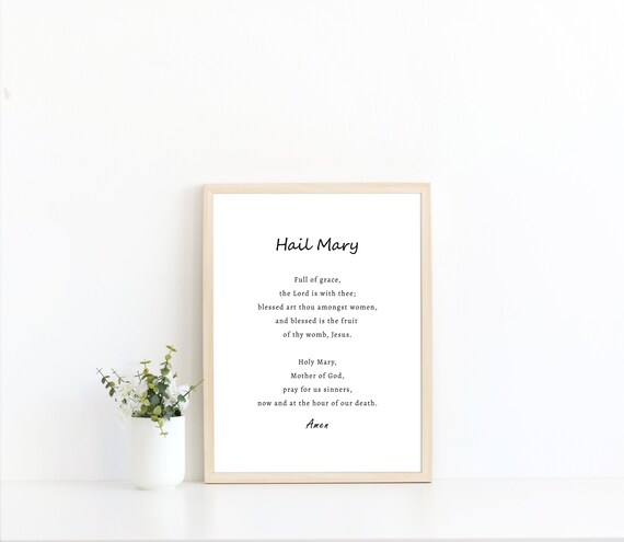 Hail Mary Printable Catholic Prayer Poster Catholic Print | Etsy