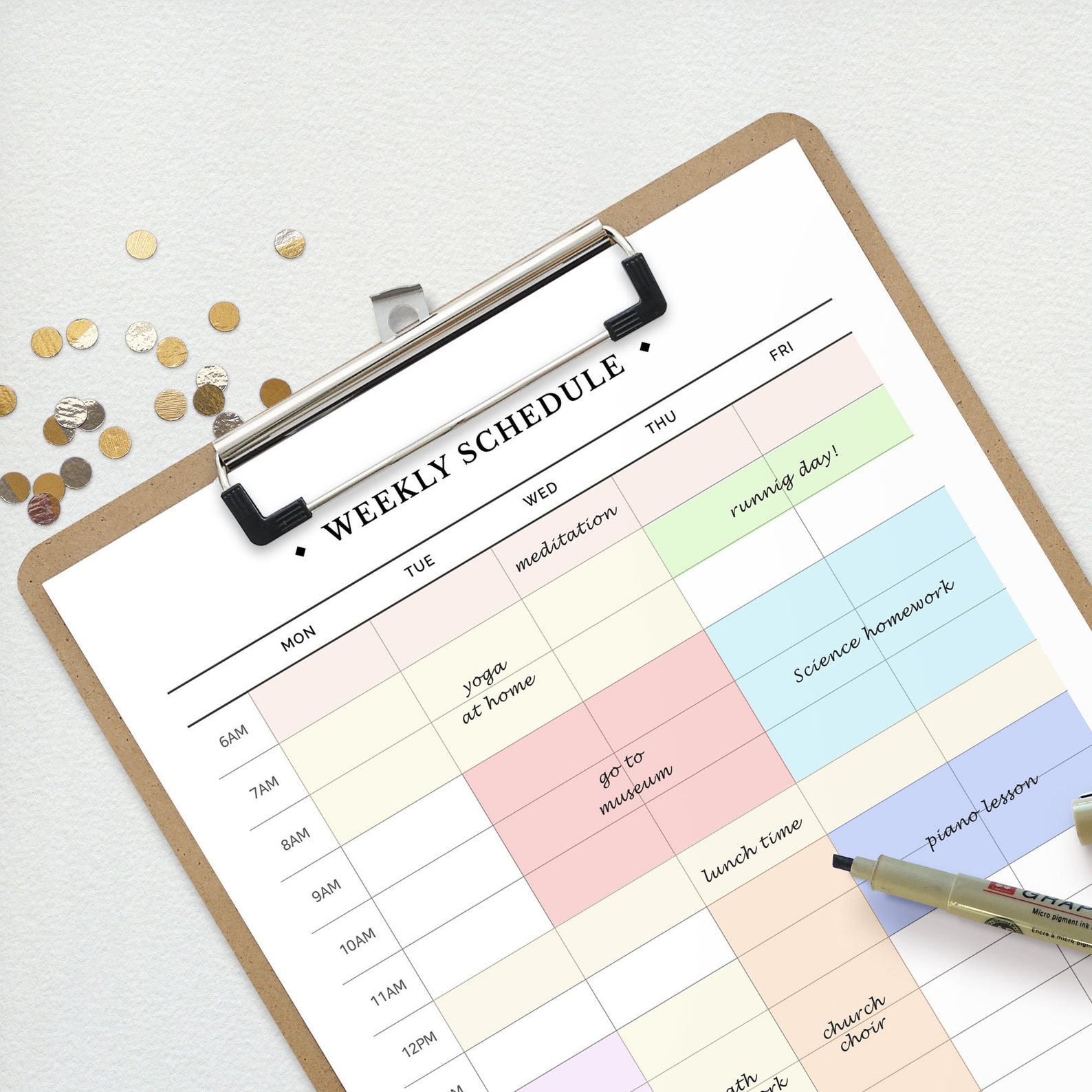 Weekly Schedule Printable | Student Time Table Blank Weekly Scheduler ...