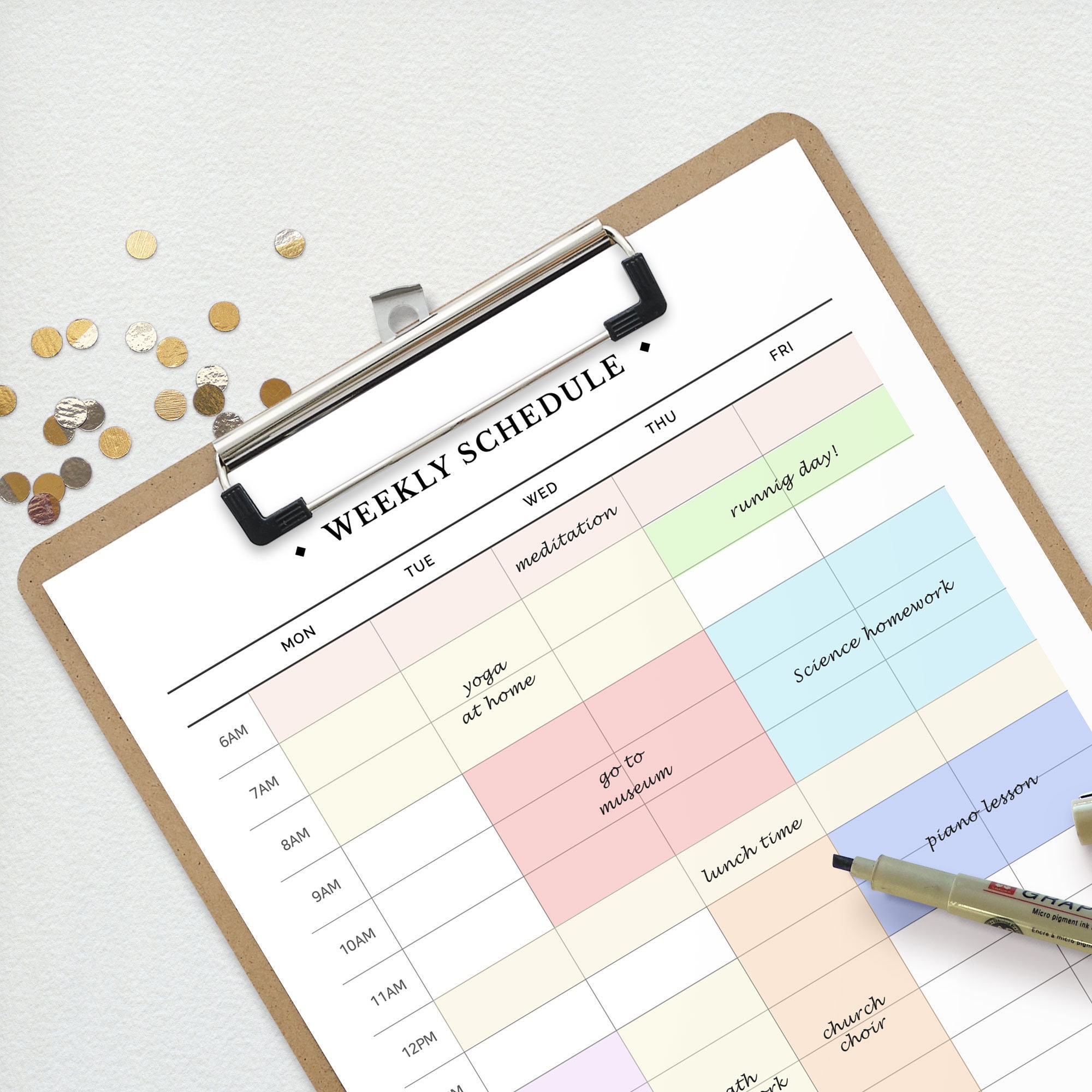 Weekly Schedule Printable | Student Time Table Blank Weekly Scheduler ...