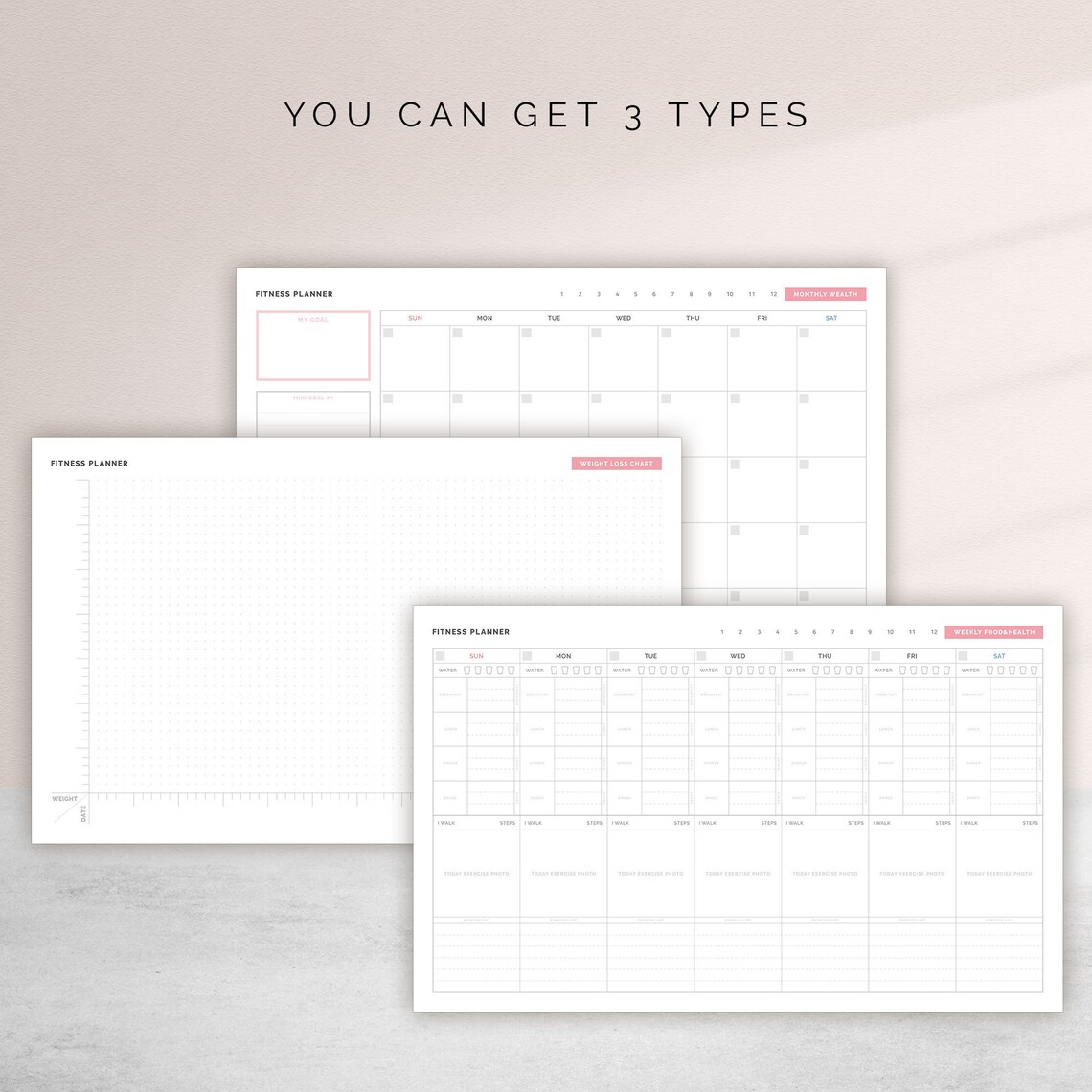 Fitness Planner Workout Diet Journal Weight Loss Calorie Tracker ...