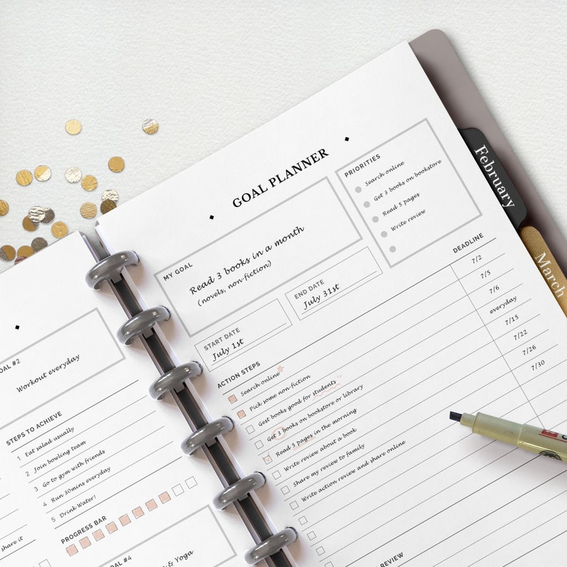 Goal Planner Printable | Student Planner, Organizer Pages Insert | Goal ...