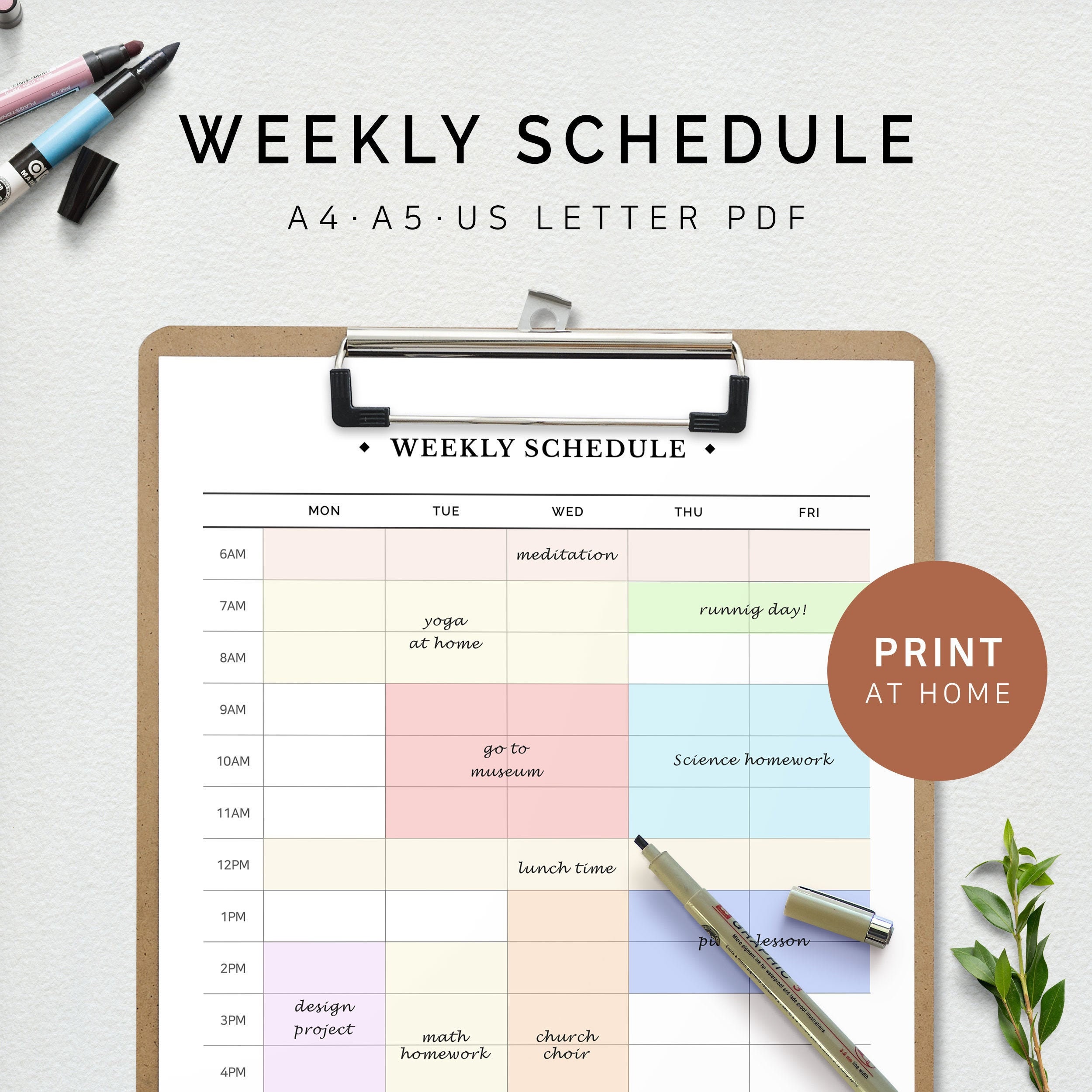 Weekly Schedule Printable Student Time Table Blank Weekly Scheduler ...