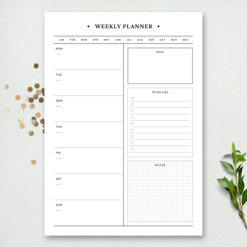 Weekly Planner Insert Printable Student Weekly Planner, Agenda ...