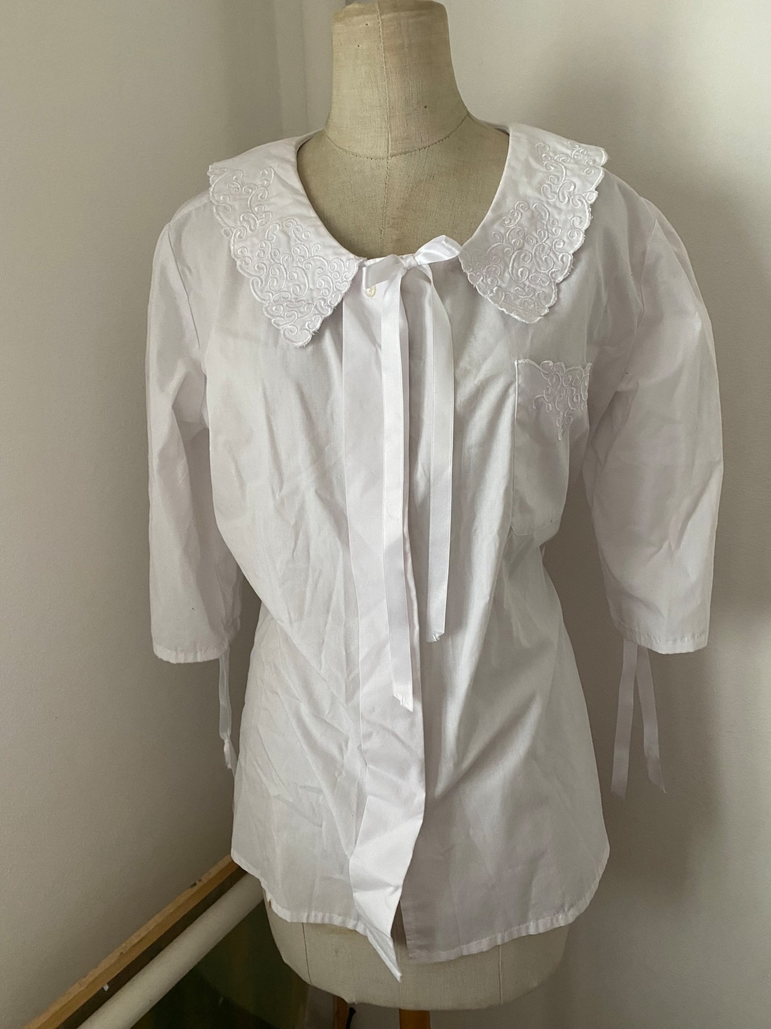 Vintage Trachten Bavaria Blouse White Collared Cottage Size M - Etsy