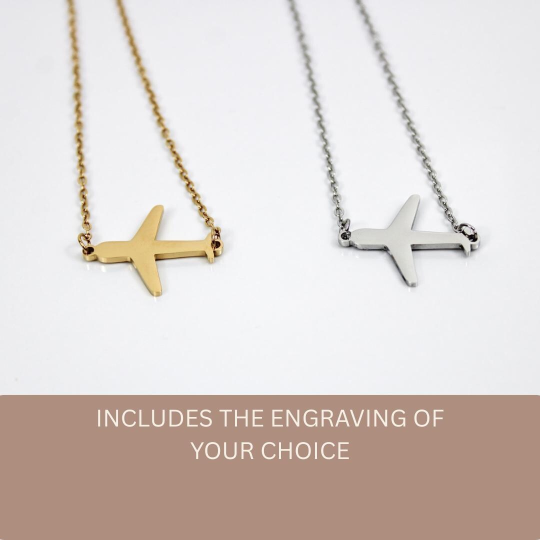 Personalized Engraved Pendant, Custom Airplane Necklace, Personalized ...