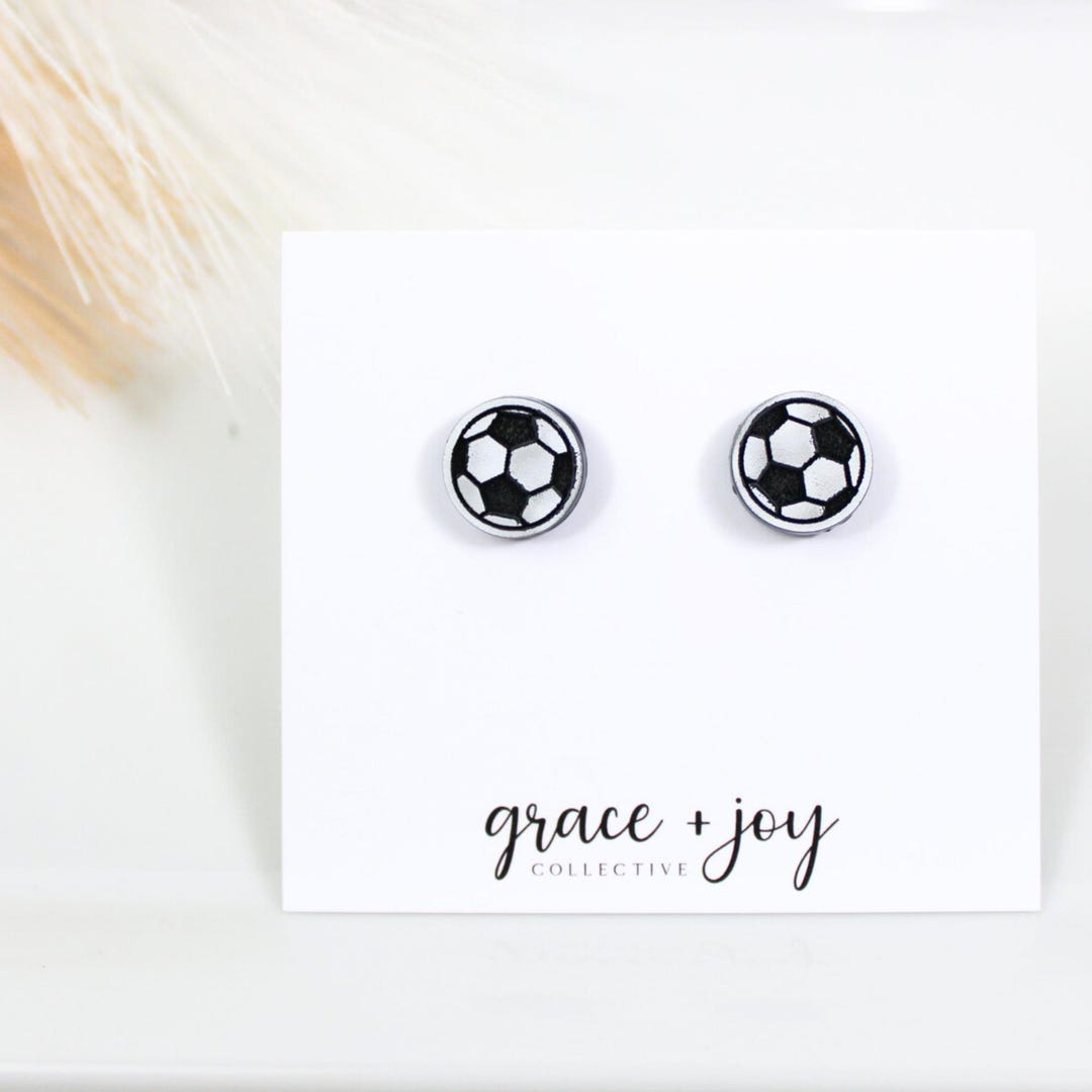 Soccer Ball Earrings Acrylic, Soccer Earrings Small, Soccer Lover Gift ...