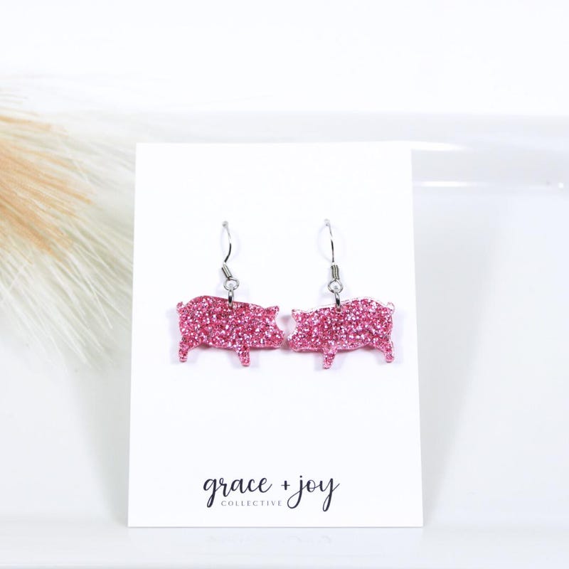 Rainbow Pig Earrings - Etsy