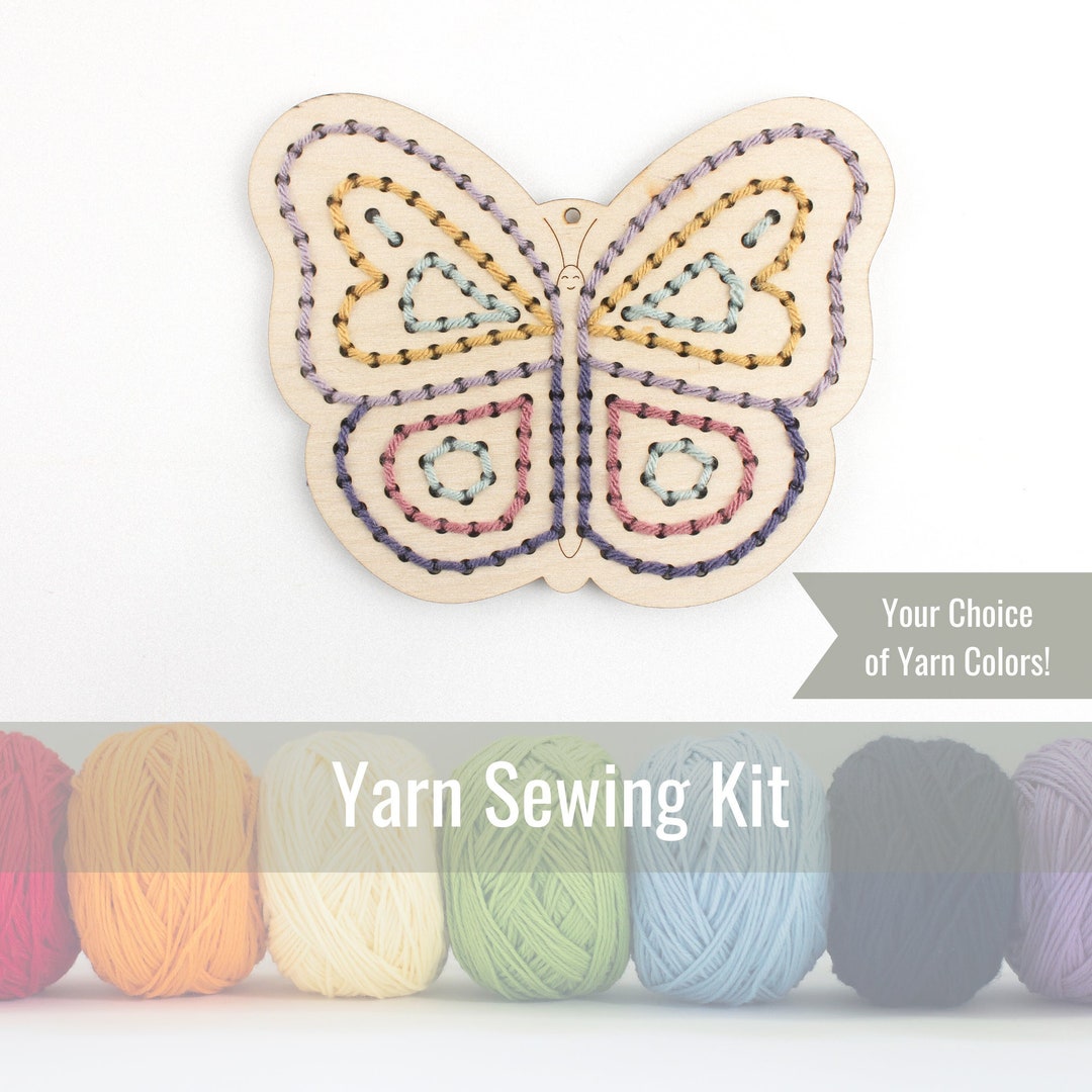 Butterfly Craft Kit for Kids, Diy Yarn Sewing, Learn to Sew Kit ...
