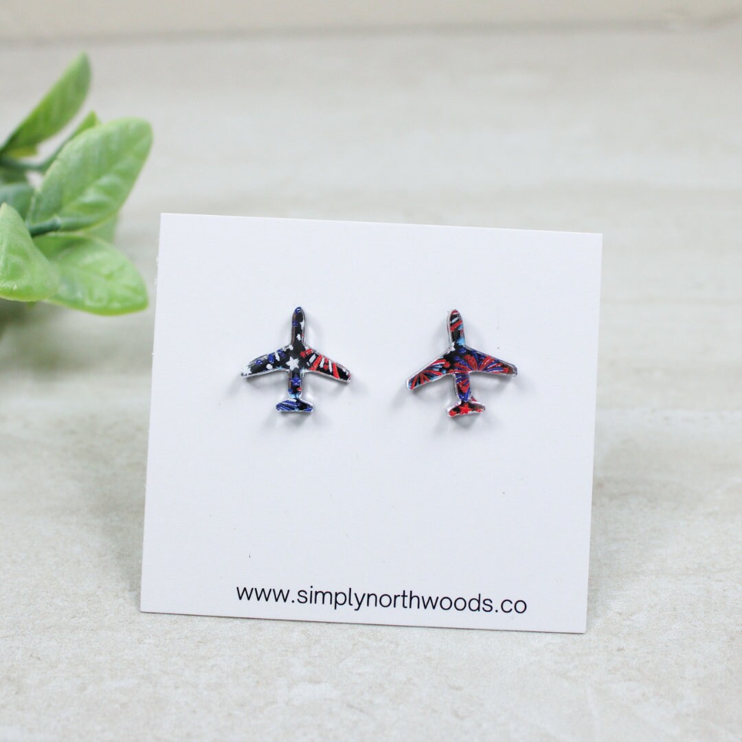 Airplane Stud Earrings, Firework Earrings, Flight Attendant Gift ...