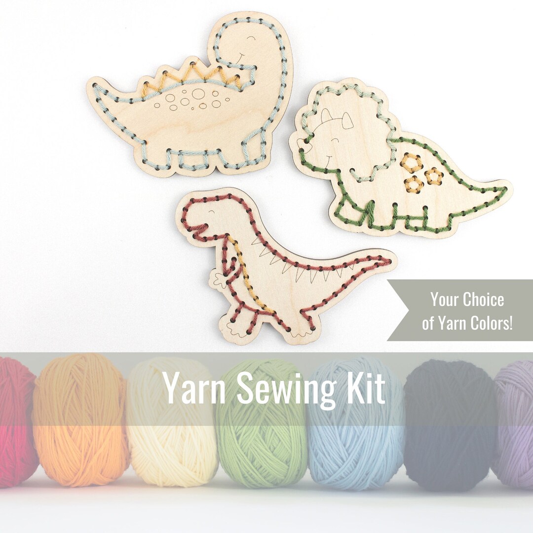 Dinosaur Yarn Embroidery Kit, Dinosaur Crafts for Kids, Birthday Gift ...