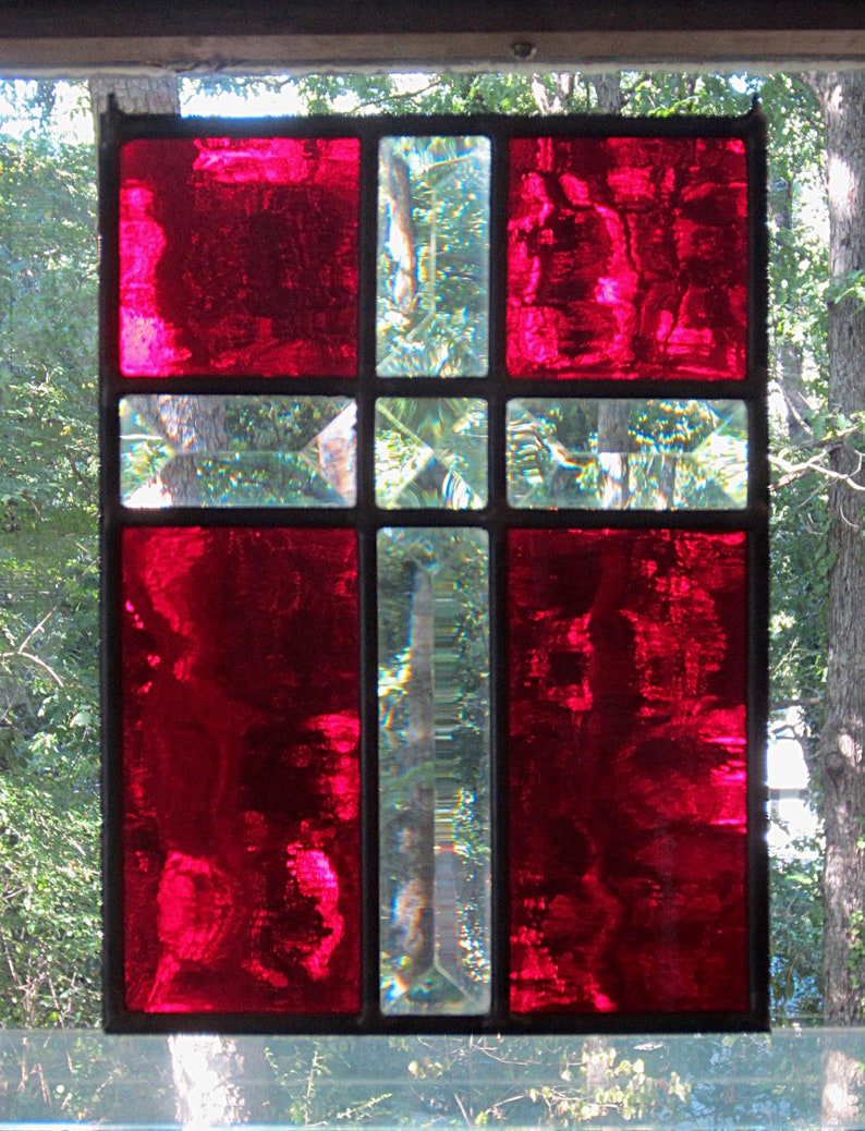 1 Wide Beveled Cross in Stained Glass - Etsy
