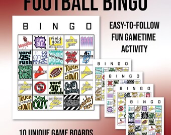 Football Commercial Bingo | Football Game Printable | Football Bingo ...