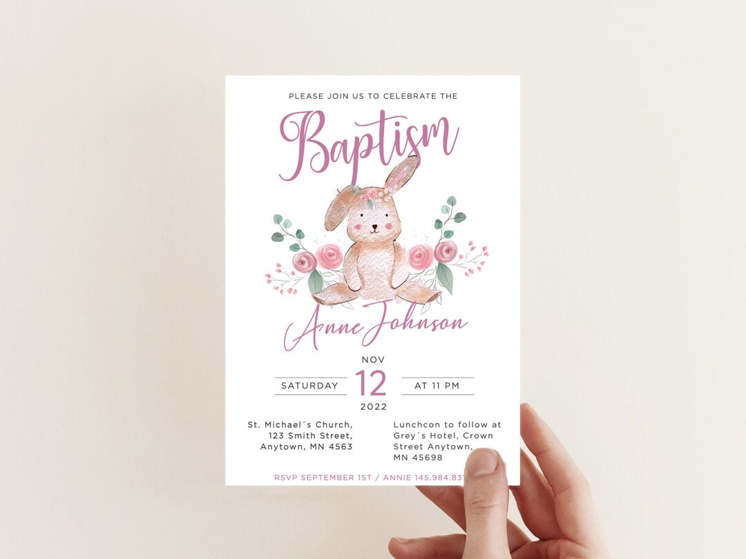 Baby Shower Girl Baptism Invitation Girl Baptism Template - Etsy