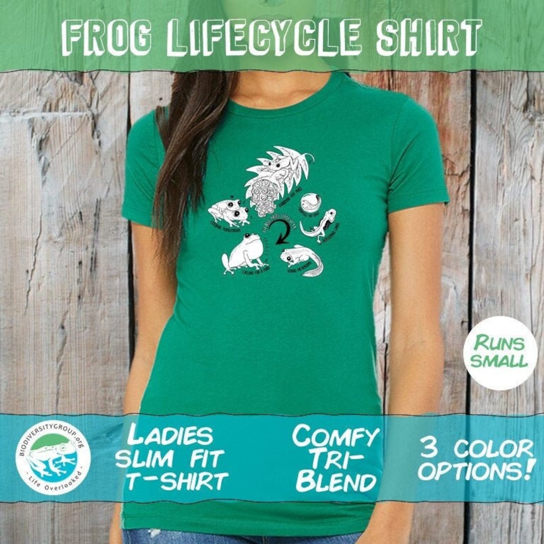 Ladies Glass Frog Lifecycle Shirt, Comfy Cotton Blend Amphibian Shirt ...