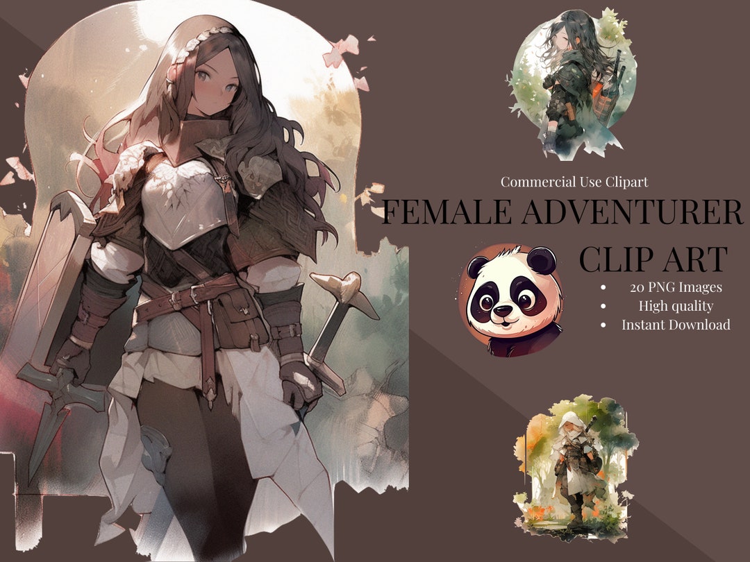 Female Adventurer Clip Art for Dungeons and Dragons, Fantasy, and ...