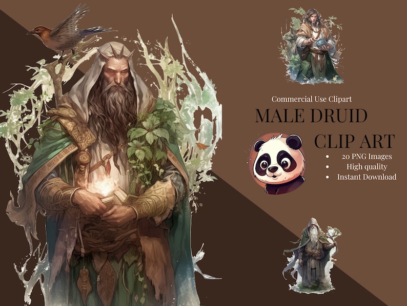Roleplay Game PNG Clip Art Images, Male Druid Character Design, Fantasy ...