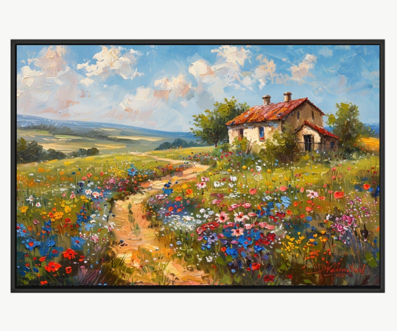 Rustic Farmhouse Oil Painting Download - Countryside Charm With ...