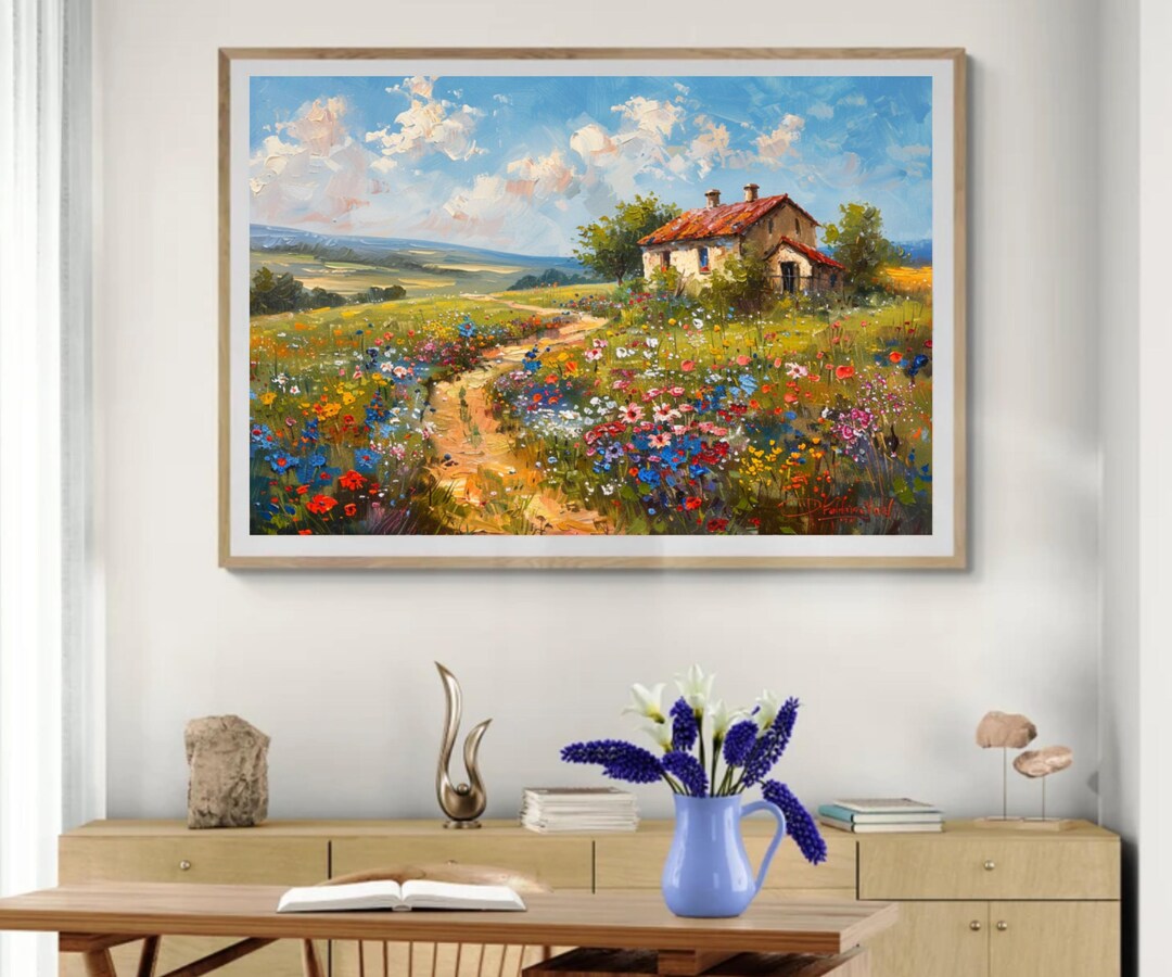Rustic Farmhouse Oil Painting Download - Countryside Charm With ...