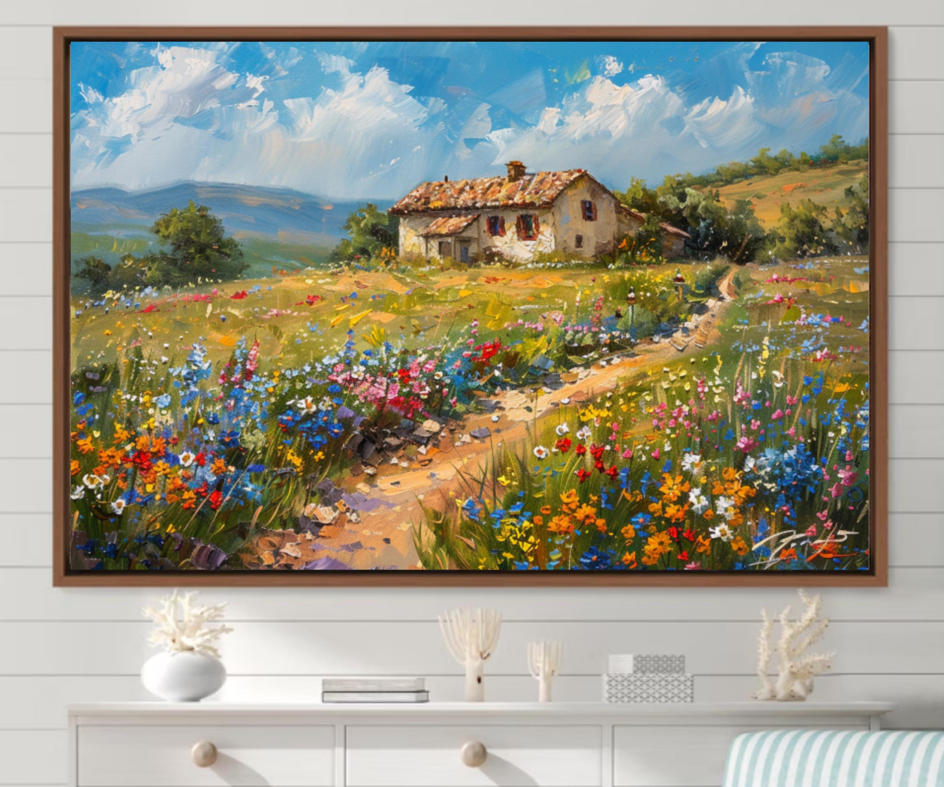 Rustic Farmhouse Oil Painting Download - Countryside Charm With ...