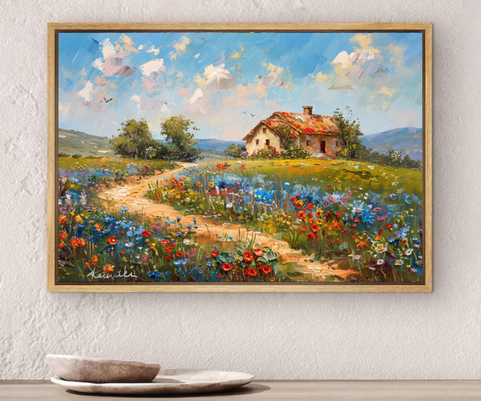 Rustic Farmhouse Oil Painting Download - Countryside Charm With ...