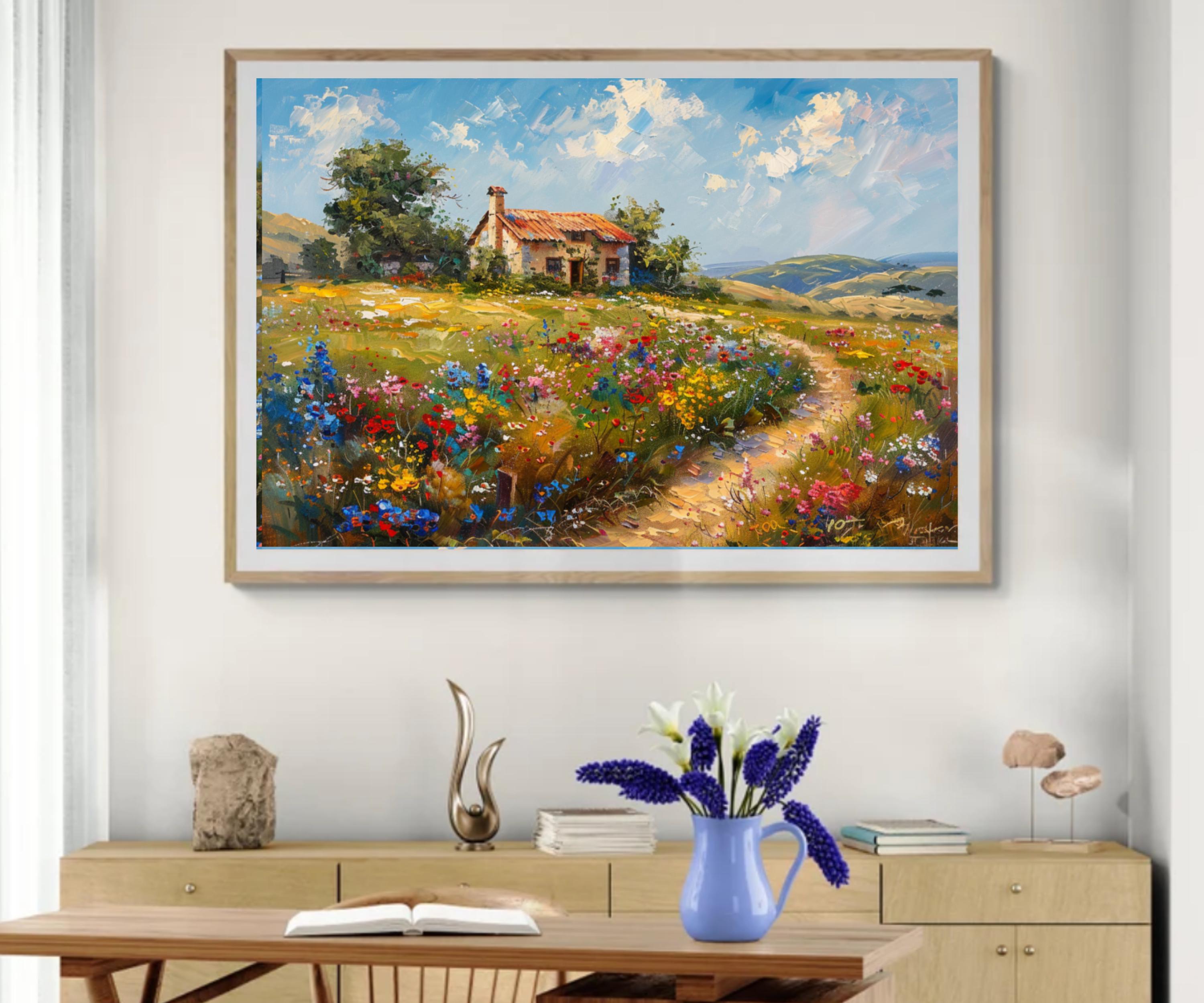 Rustic Farmhouse Oil Painting Download - Countryside Charm With ...