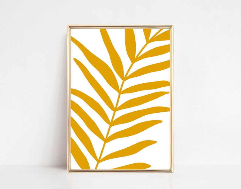 Mustard Yellow Leaf Print Boho Yellow Wall Art Printable - Etsy