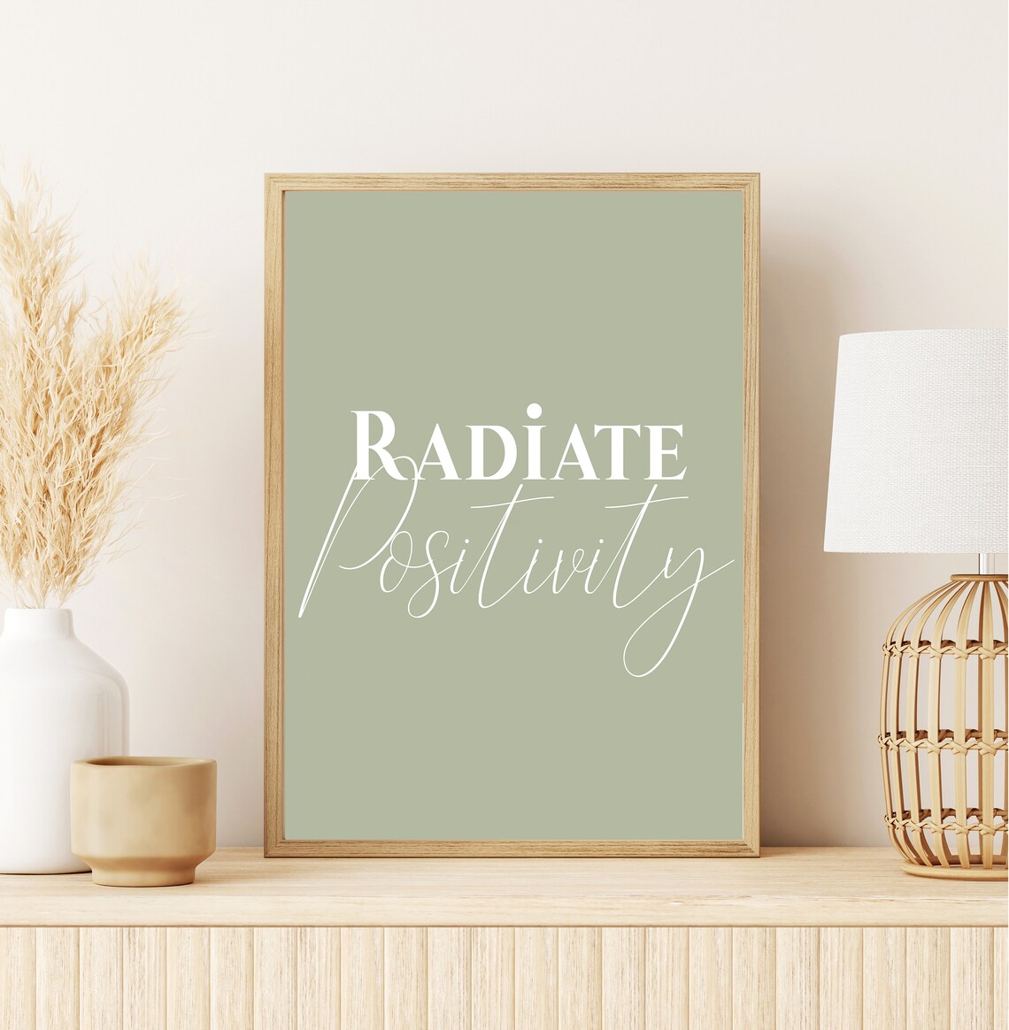 Sage Green Print Typography Print, Positivity Quote Dusty Green ...
