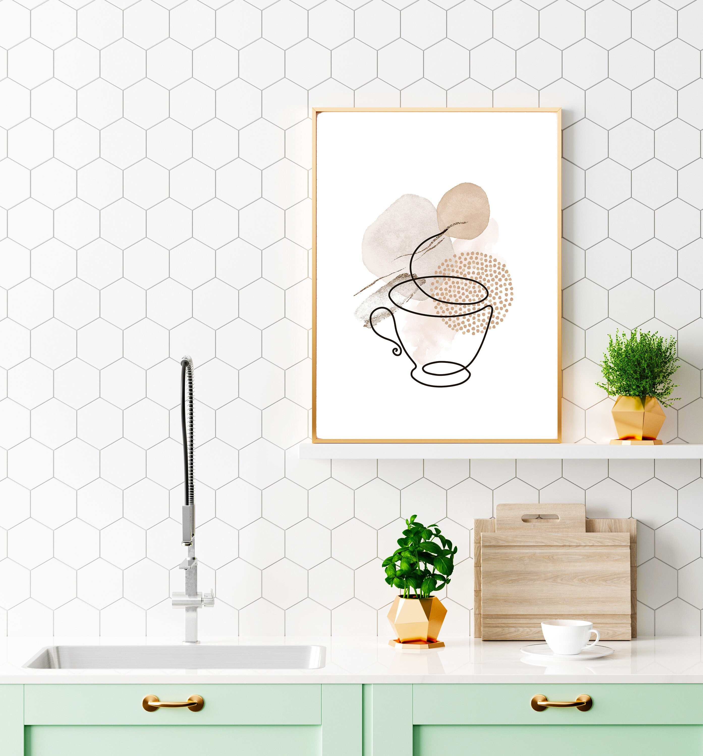 Abstract Coffee Line Art Print Coffee Painting Minimal - Etsy