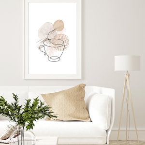 Abstract Coffee Line Art Print, Coffee Painting Minimal, Coffee Cup One ...