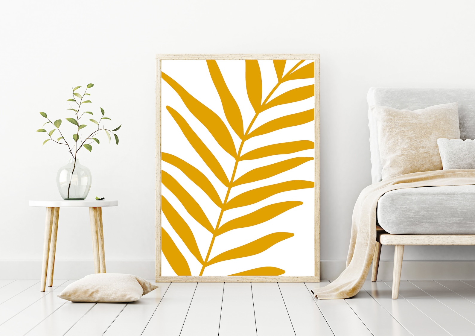 Mustard Yellow Leaf Print Boho Yellow Wall Art Printable - Etsy