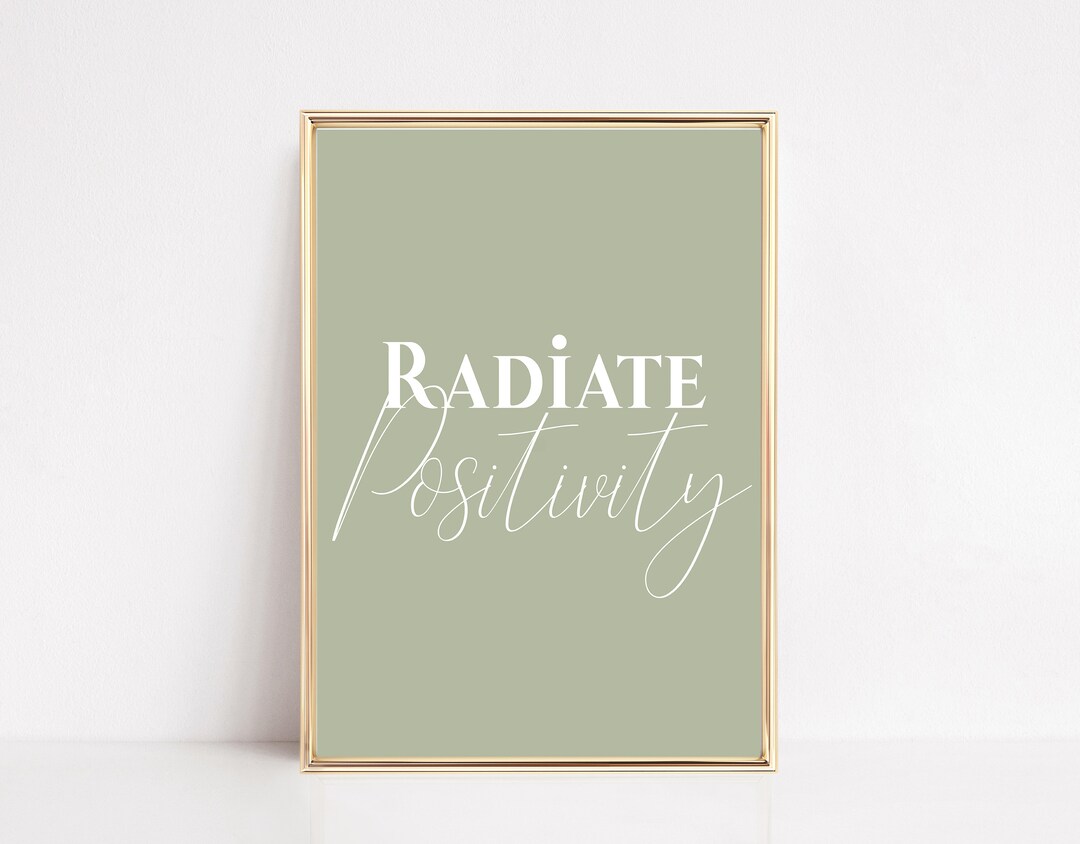 Sage Green Print Typography Print, Positivity Quote Dusty Green ...