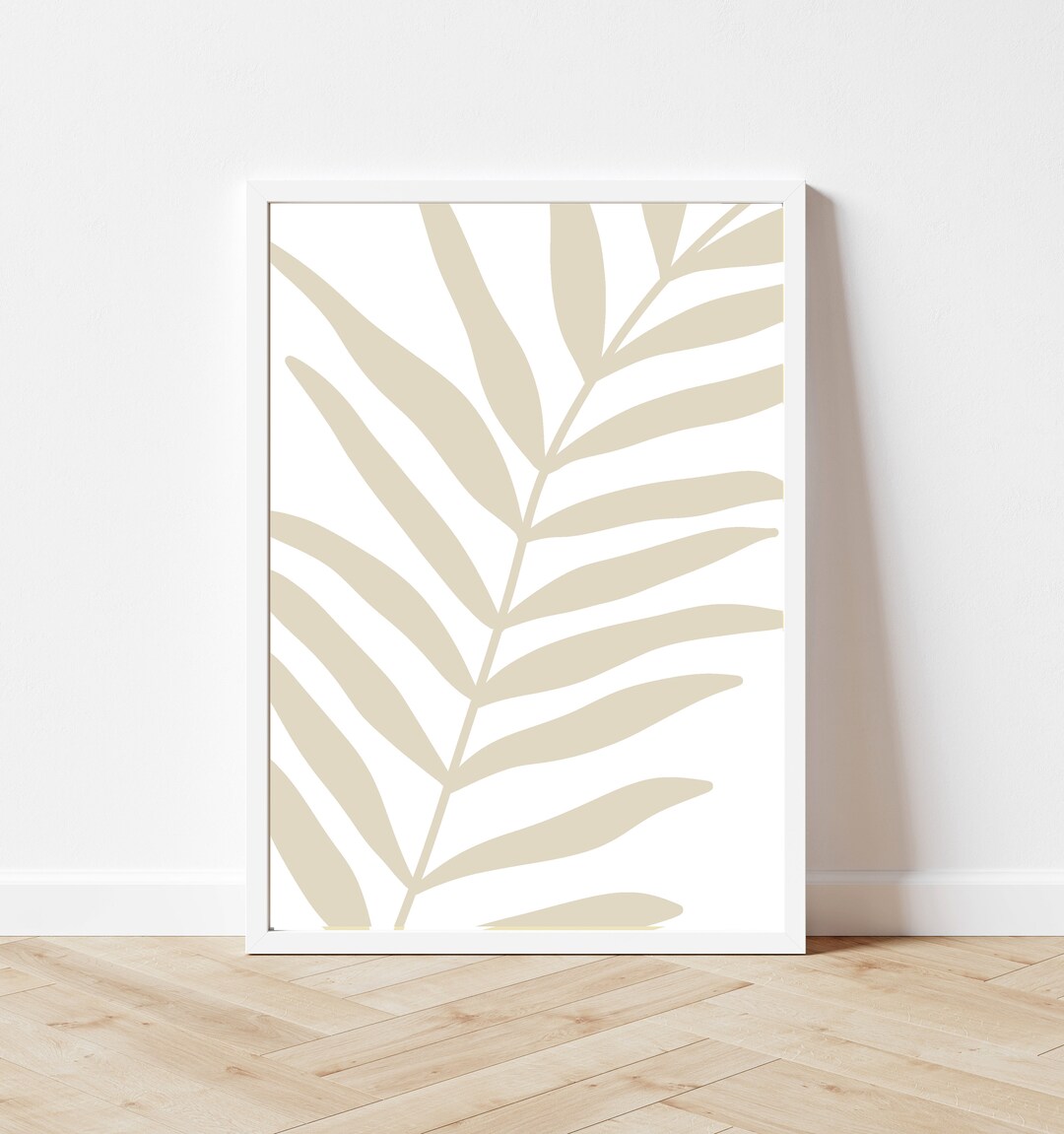 Neutral Palm Leaf Prints, Tropical Plant Print, Minimal Wall Art ...