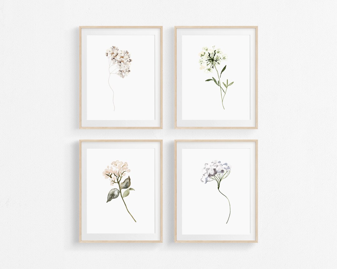 Watercolour Flower Wall Art Prints I Set of 4, Watercolour Flower Wall ...