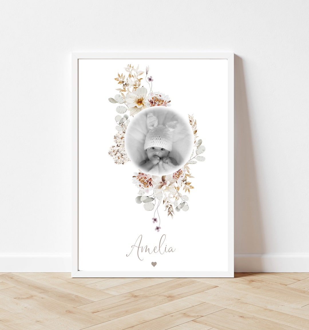 Baby Girl Custom Portrait Print, Custom Name Prints, Personalised Baby ...