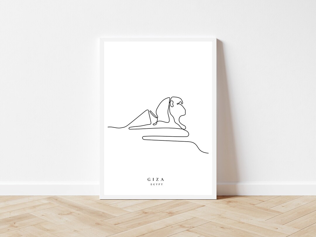 Egypt Line Art, Pyramids One Line Drawing, Pyramids of Giza Print, One ...