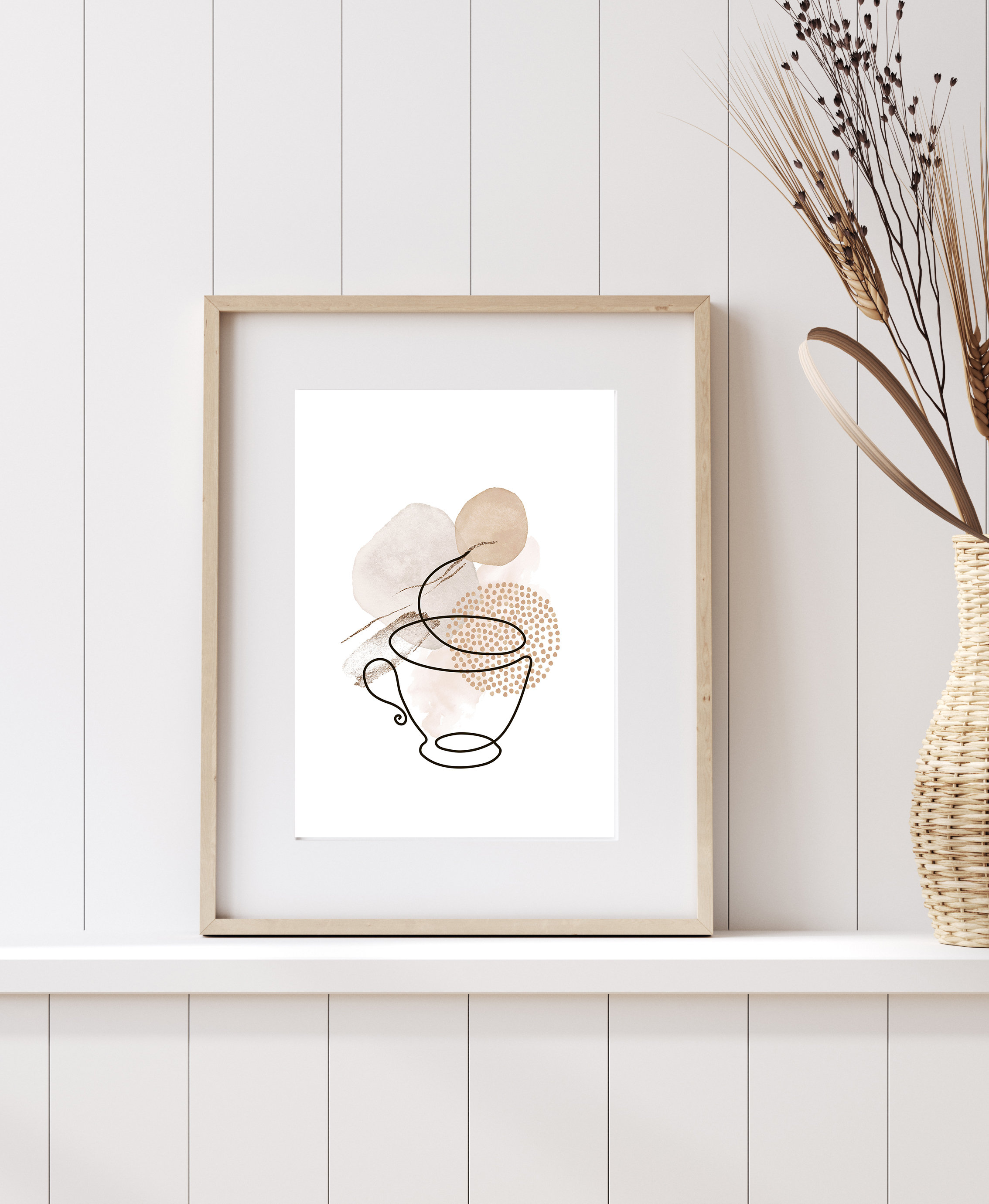 Abstract Coffee Line Art Print Coffee Painting Minimal - Etsy