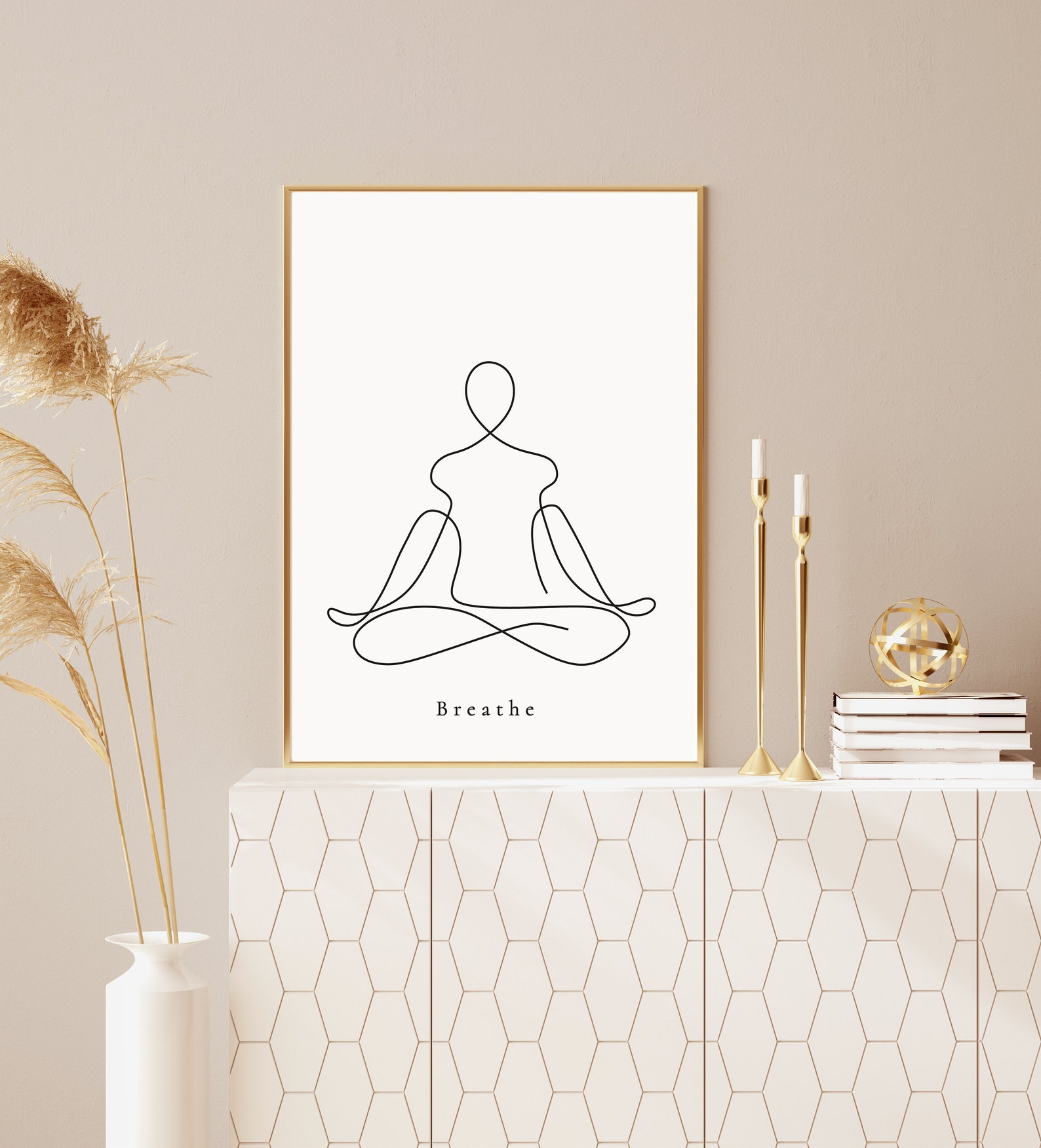Yoga Line Art Breathe Yoga Printable Art Breathe Poster | Etsy