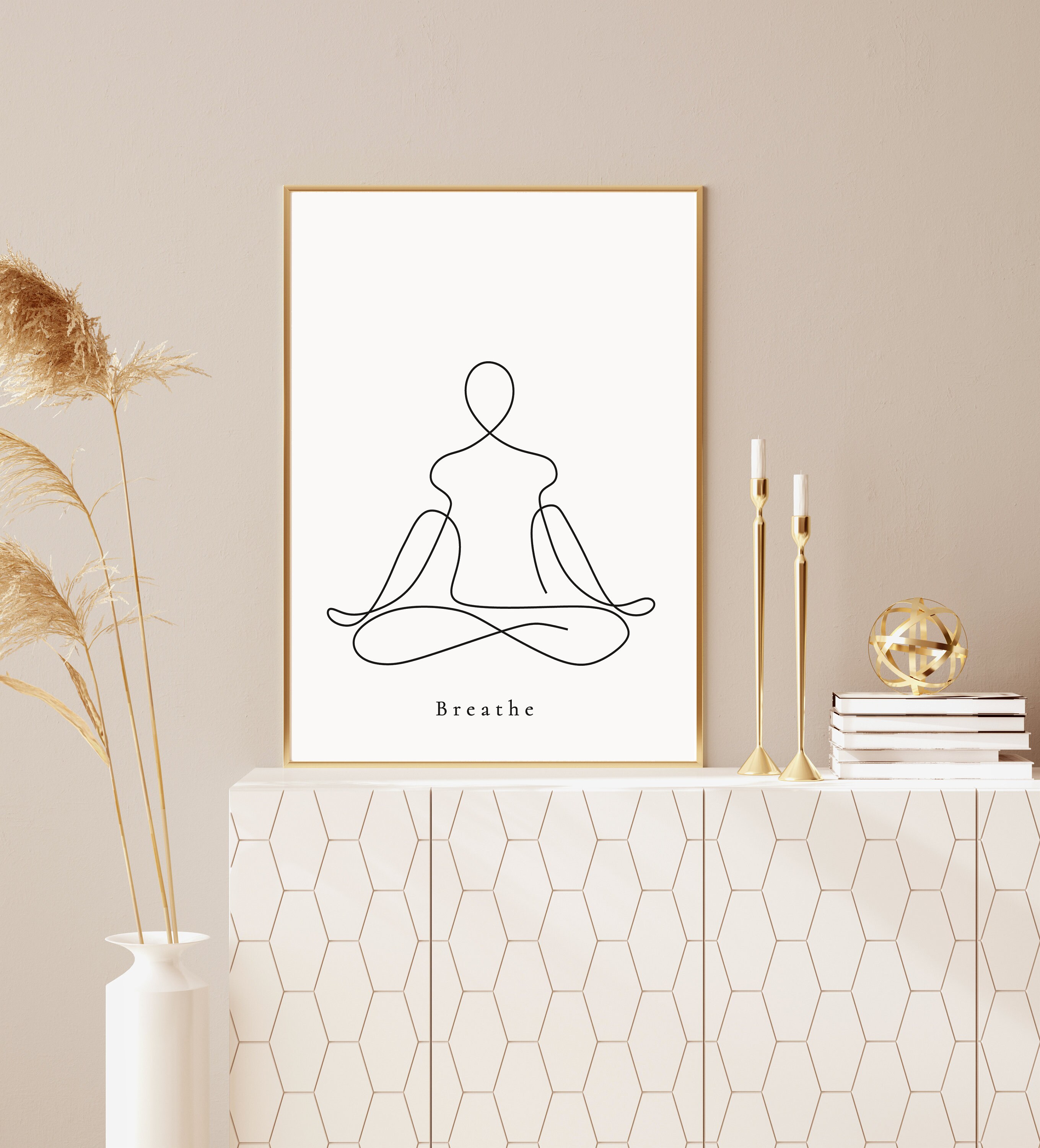Yoga Line Art Breathe Yoga Printable Art Breathe Poster | Etsy