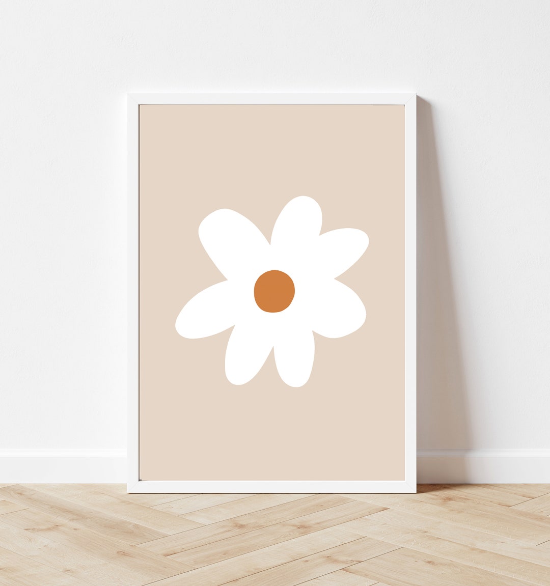 Neutral Daisy Printable, Daisy Wall Art, Boho Nursery Floral Print ...