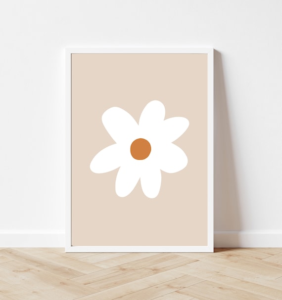Neutral Daisy Printable Daisy Wall Art Boho Nursery Floral - Etsy