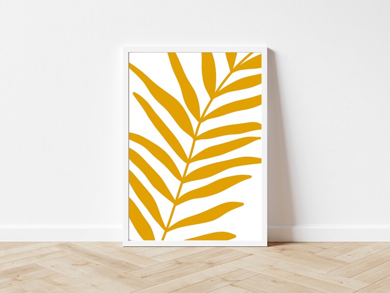 Mustard Yellow Leaf Print Boho Yellow Wall Art Printable - Etsy