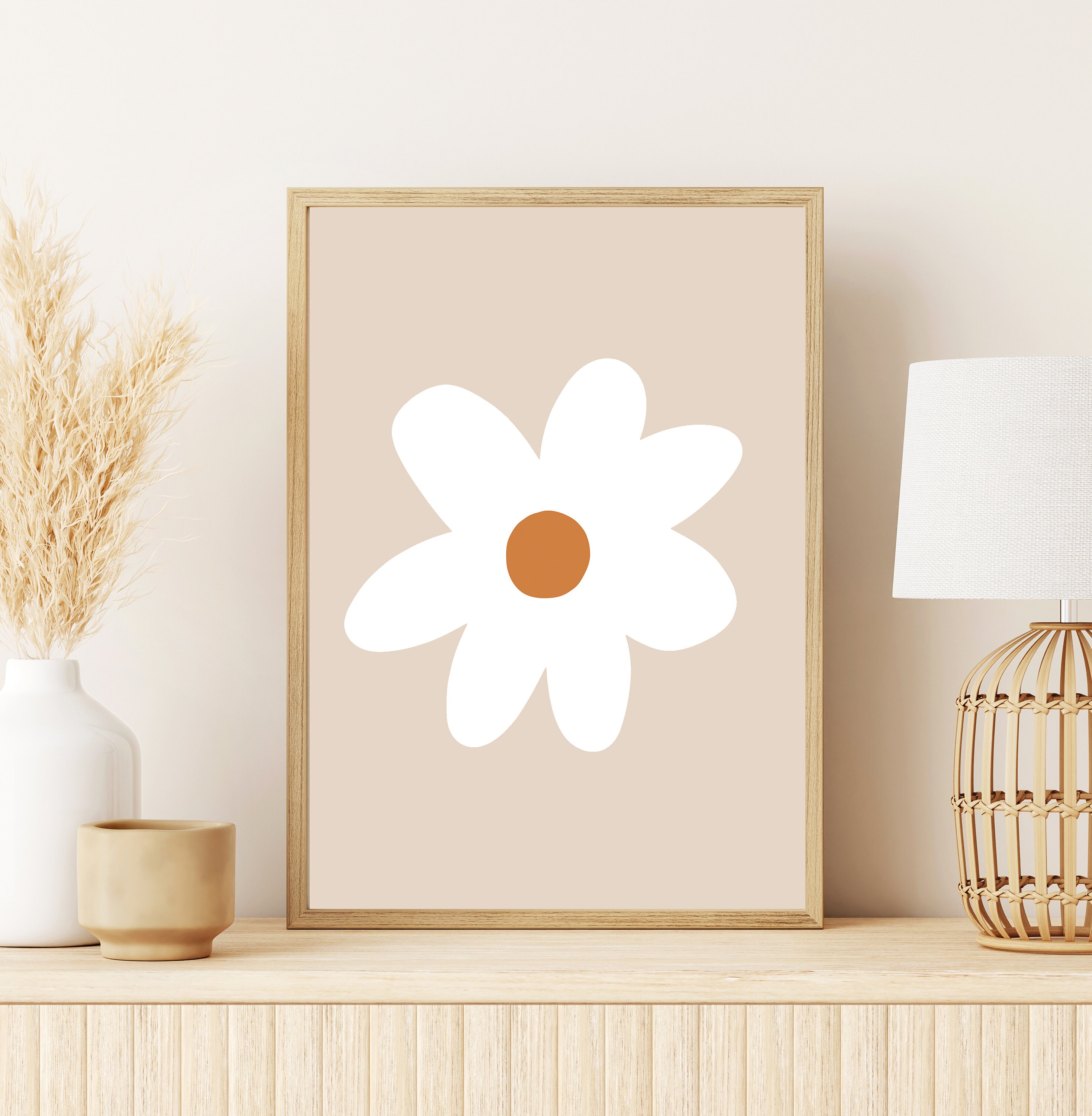 Neutral Daisy Nursery Wall Art, Neutral Spring Print Set, Neutral ...